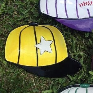 clay art | Kitchen | Clay Art Baseball Hat Dessert Snack Dishes Plate ...